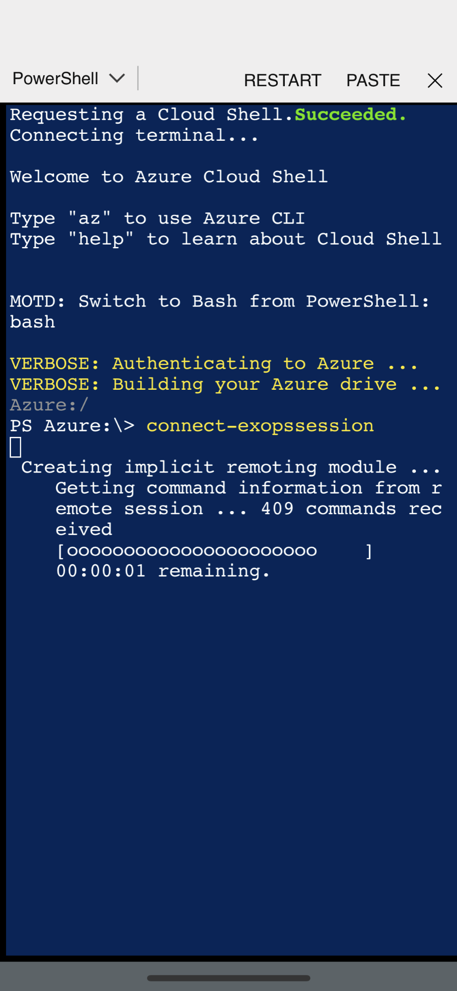 Managing Exchange Online with Azure Cloud Shell