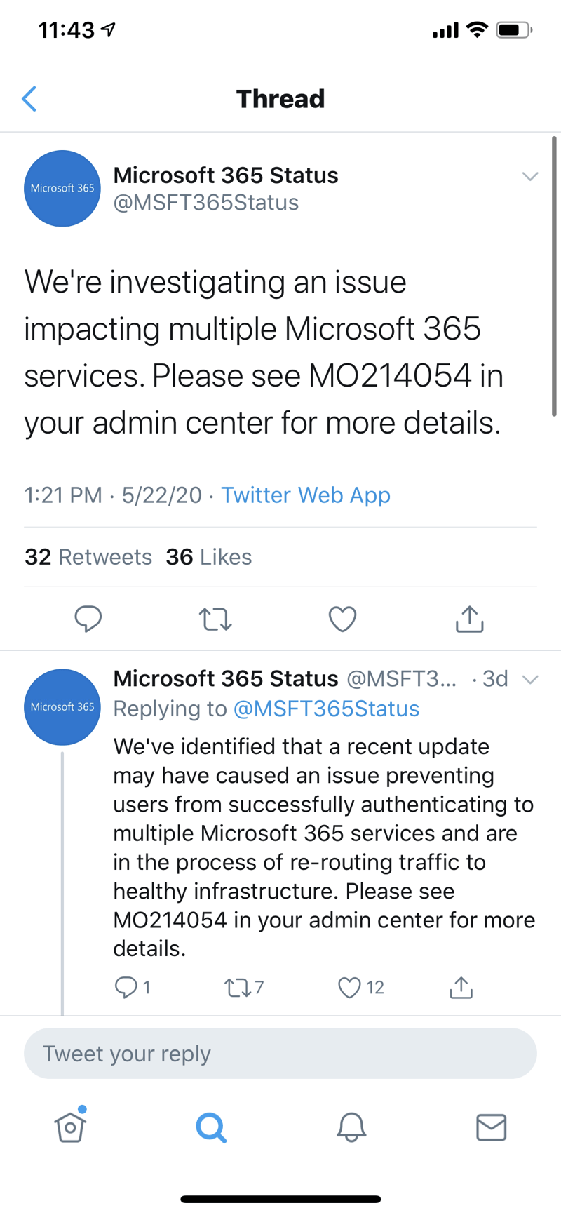 Office 365 Monitoring: Microsoft Services Outage May 22, 2020