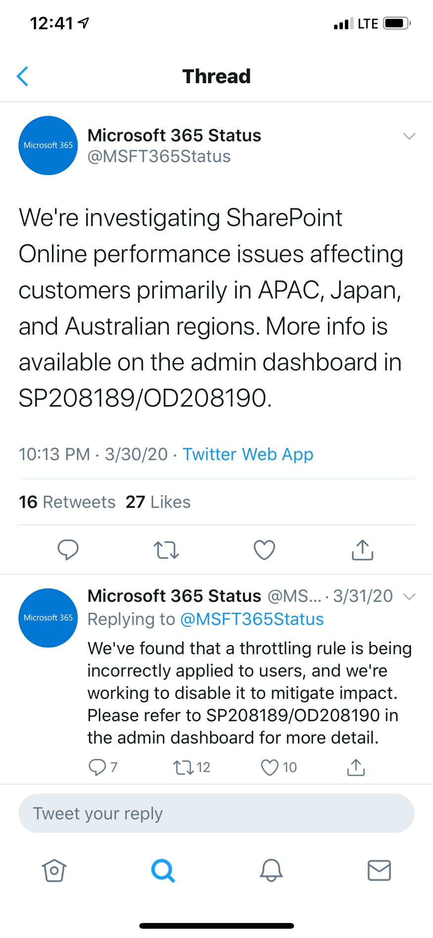 Office 365 Monitoring: SharePoint Online Outage March 31, 2020