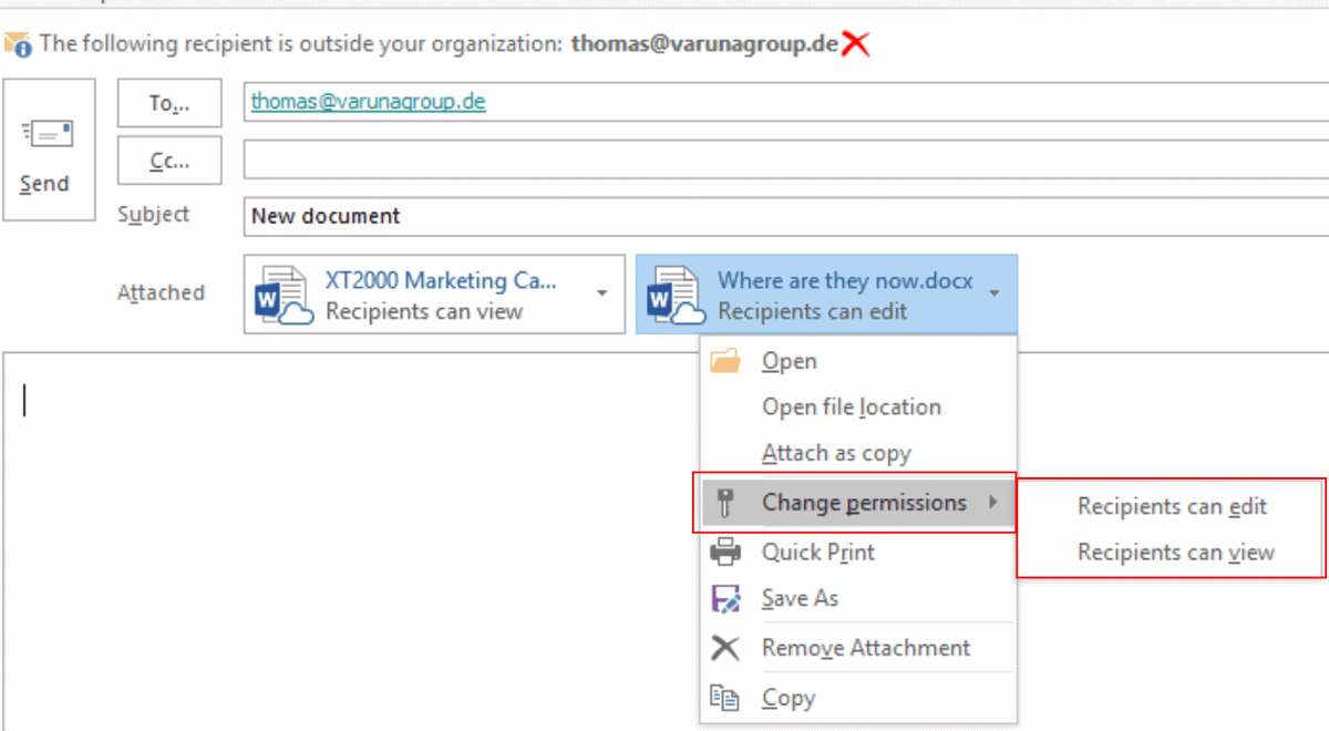 Modern Attachments with OneDrive for Business