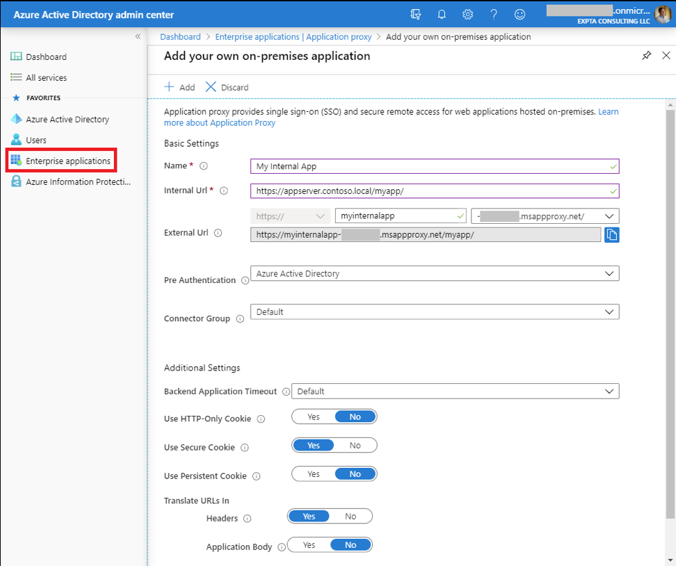 Use Azure Active Directory Application Proxy to Publish Internal Apps