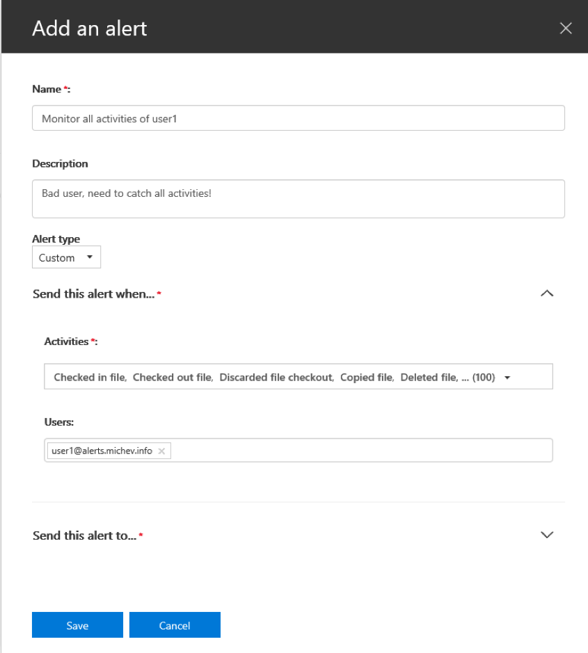Activity Alerts in Office 365