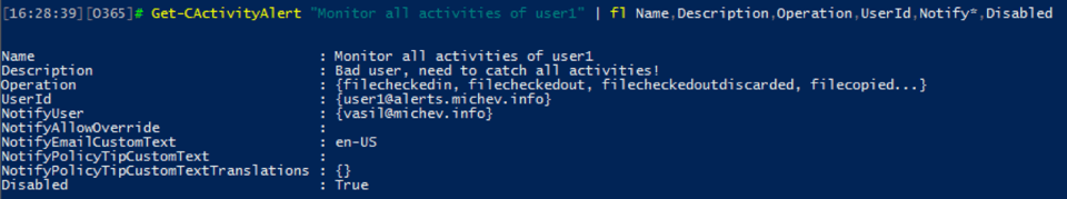 Activity Alerts in Office 365