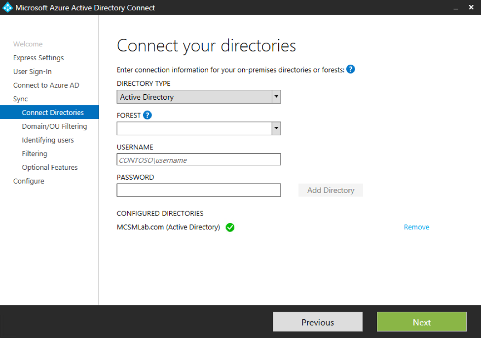 Deploying Azure Active Directory Connect 1.1
